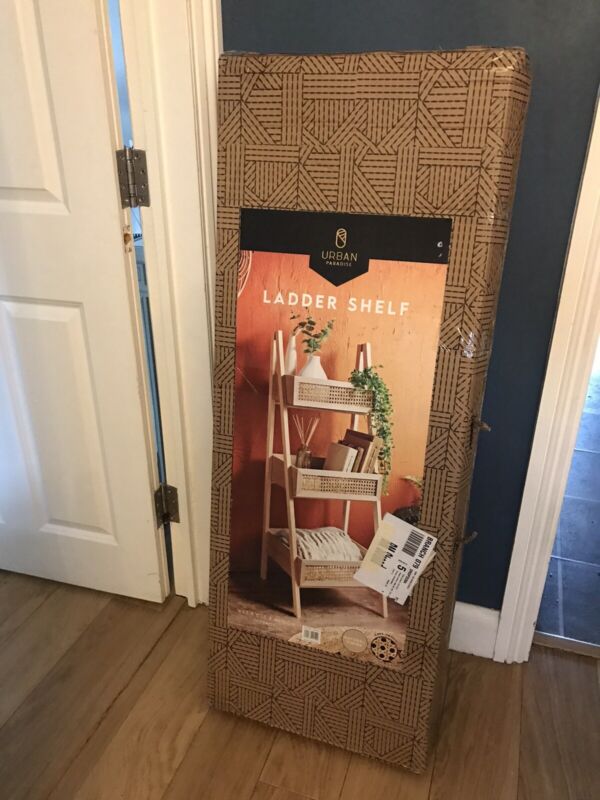 3 Tier Wooden Ladder Shelf Bookshelf Storage Space With Cane Design Na Quildinc