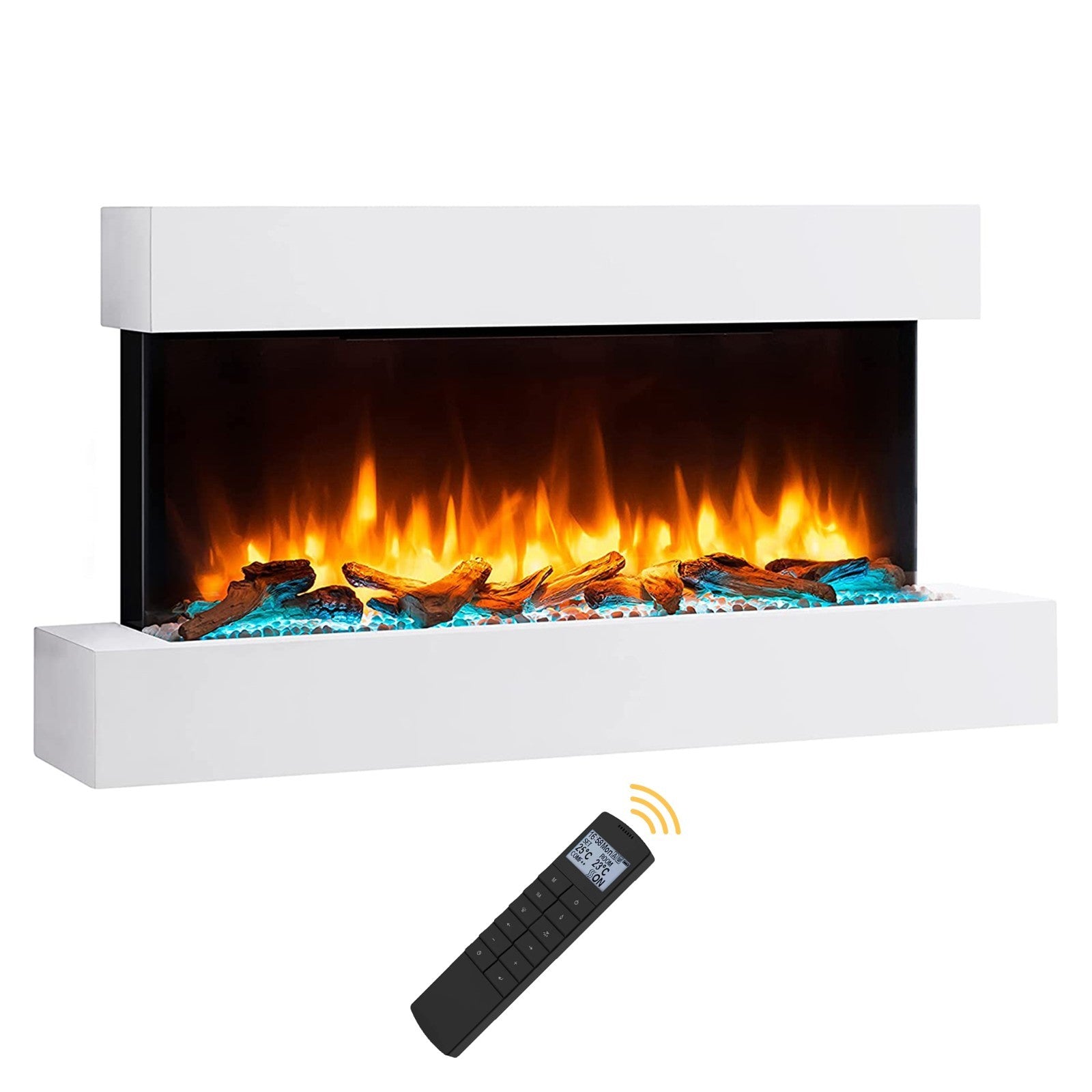 Wall Mounted Electric Fire with Log & Crystal Fuel – Endeavour Fires R ...