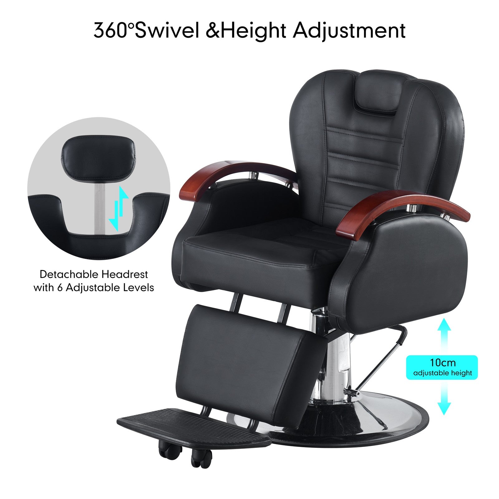 Hydraulic Heavy Duty Reclining Barber Chair Salon Beauty Shaving Chair ...