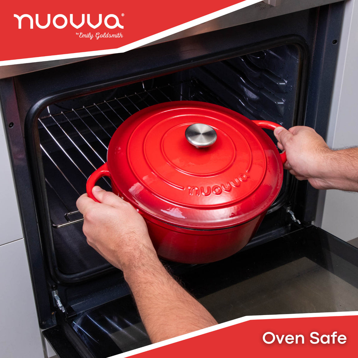 Non Stick Cast Iron Oven Proof Cooking Pot w/ Lid 6.9L Red , - from Nu ...