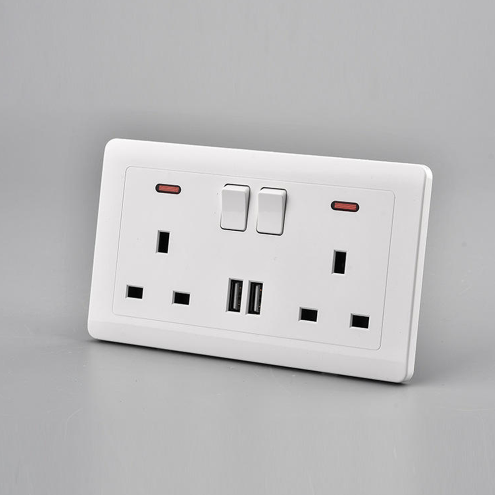 10x Double Wall Plug Socket 2 Gang 13A w/ 2 Charger USB Ports Outlets ...