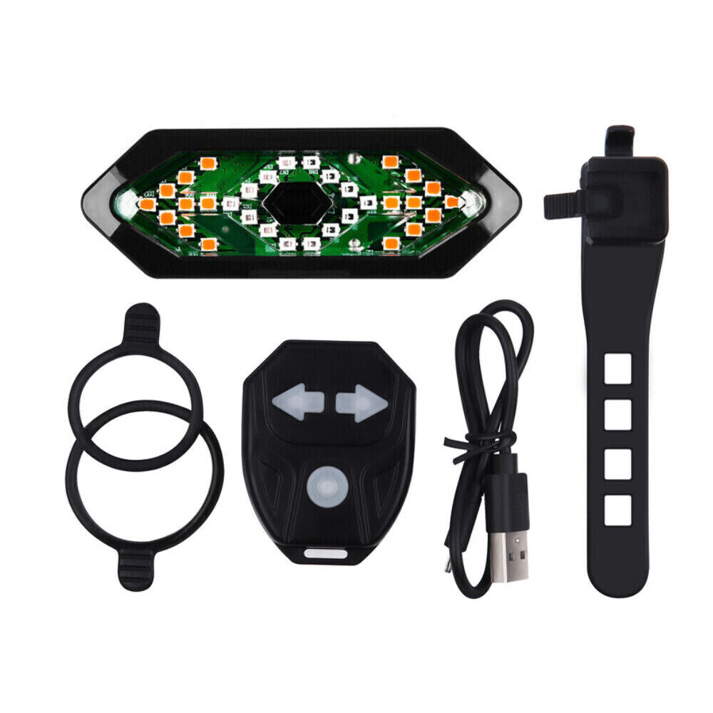 Bicycle Tail Light Rechargeable Smart Remote Control Turn Signal Warni Quildinc