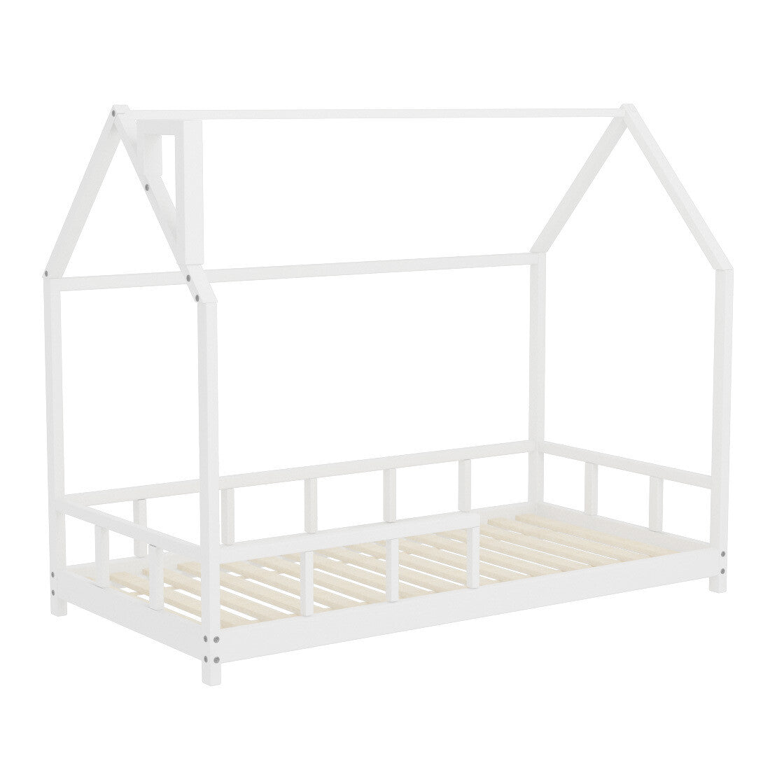 Kids Toddler Bed White Wooden Treehouse Low Childs Roof Canopy Bed Fra ...