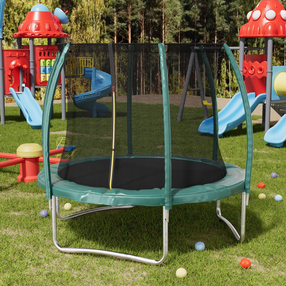 6FT 8FT 10FT 12FT 14FT Premium Trampoline Safty Enclosure Spring Pad W ...