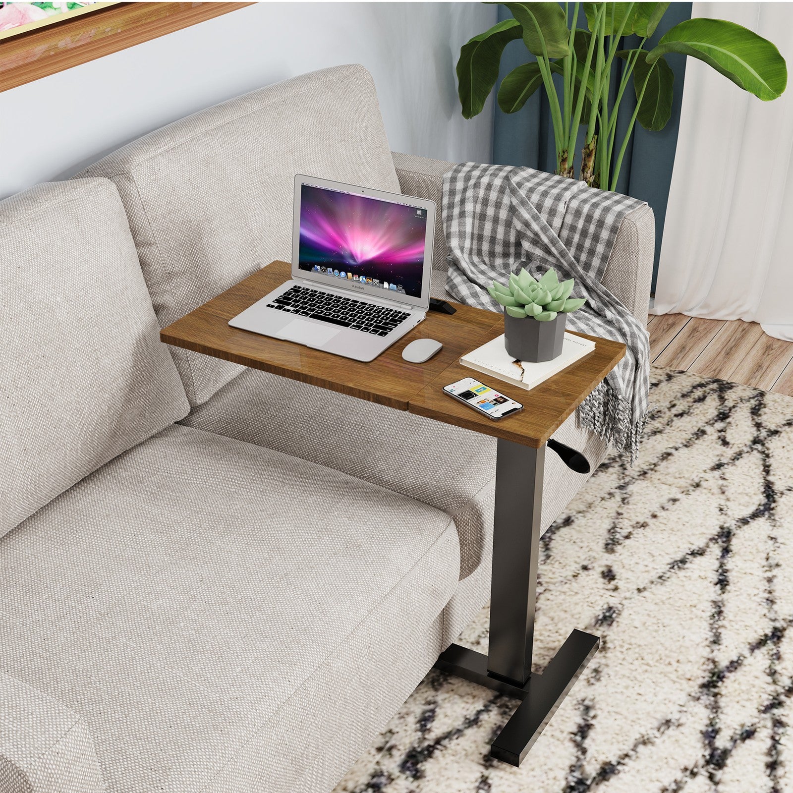 Hospital Style Overbed Laptop Table with Adjustable Height Tilt Top an ...