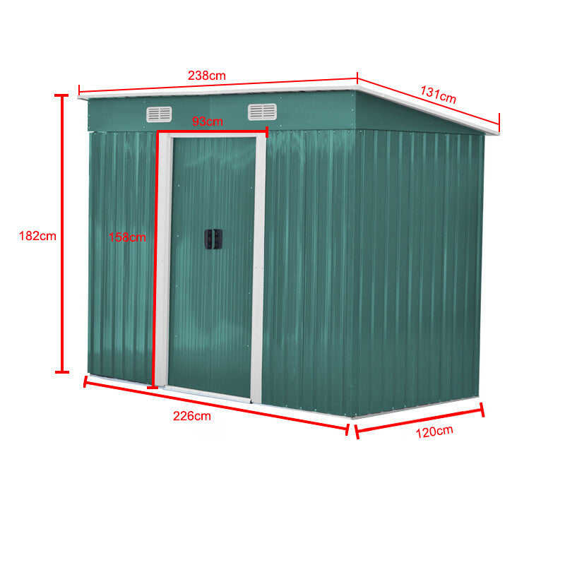 4ft*8ft Sloped Roof Tool Room Garden Storage Shed Pent Roof Sliding Do ...