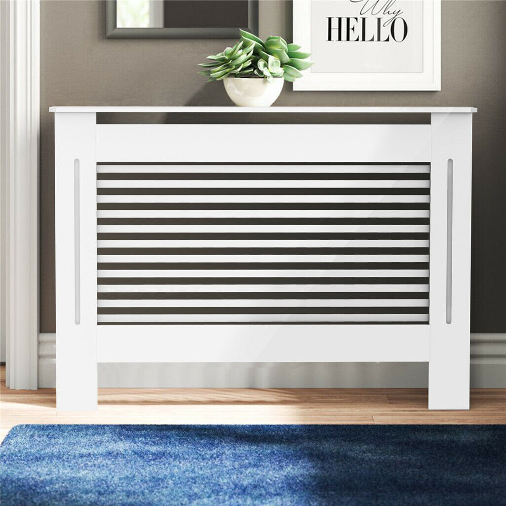 High Gloss Radiator Cover Wood Frame Cabinet Stand Vents Shelf Bedroom ...