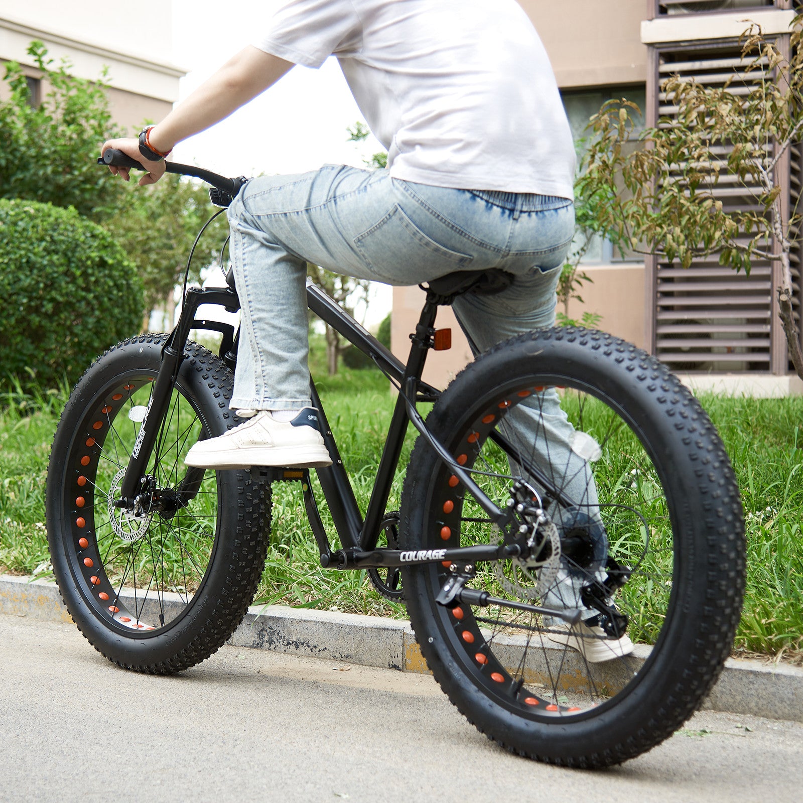 26 inch Wheel Mountain Bike Fat Tire Bicycle 7-Speed Bikes Cycle For M ...