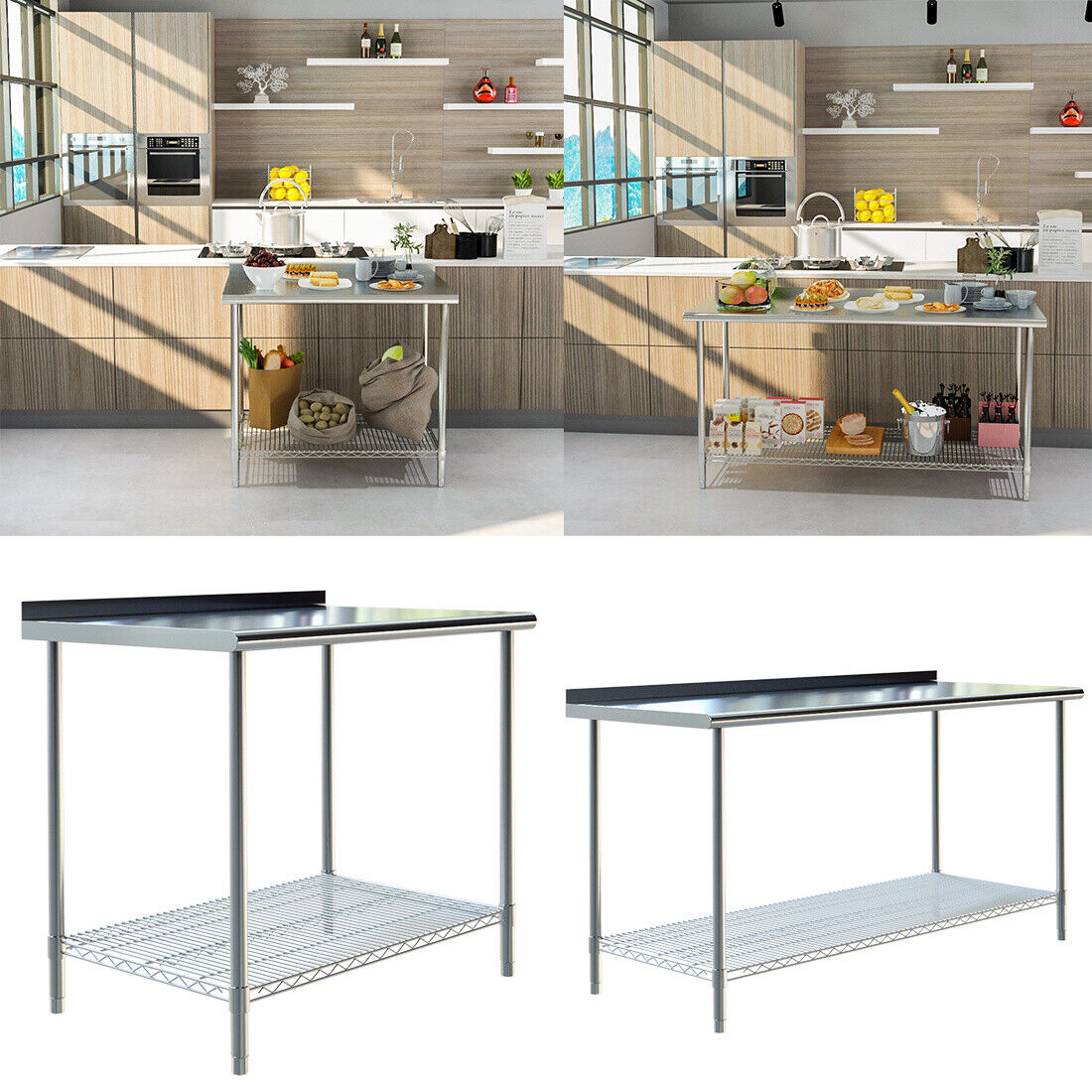 Commercial Stainless Steel Kitchen Work Bench Catering Table Food Prep ...