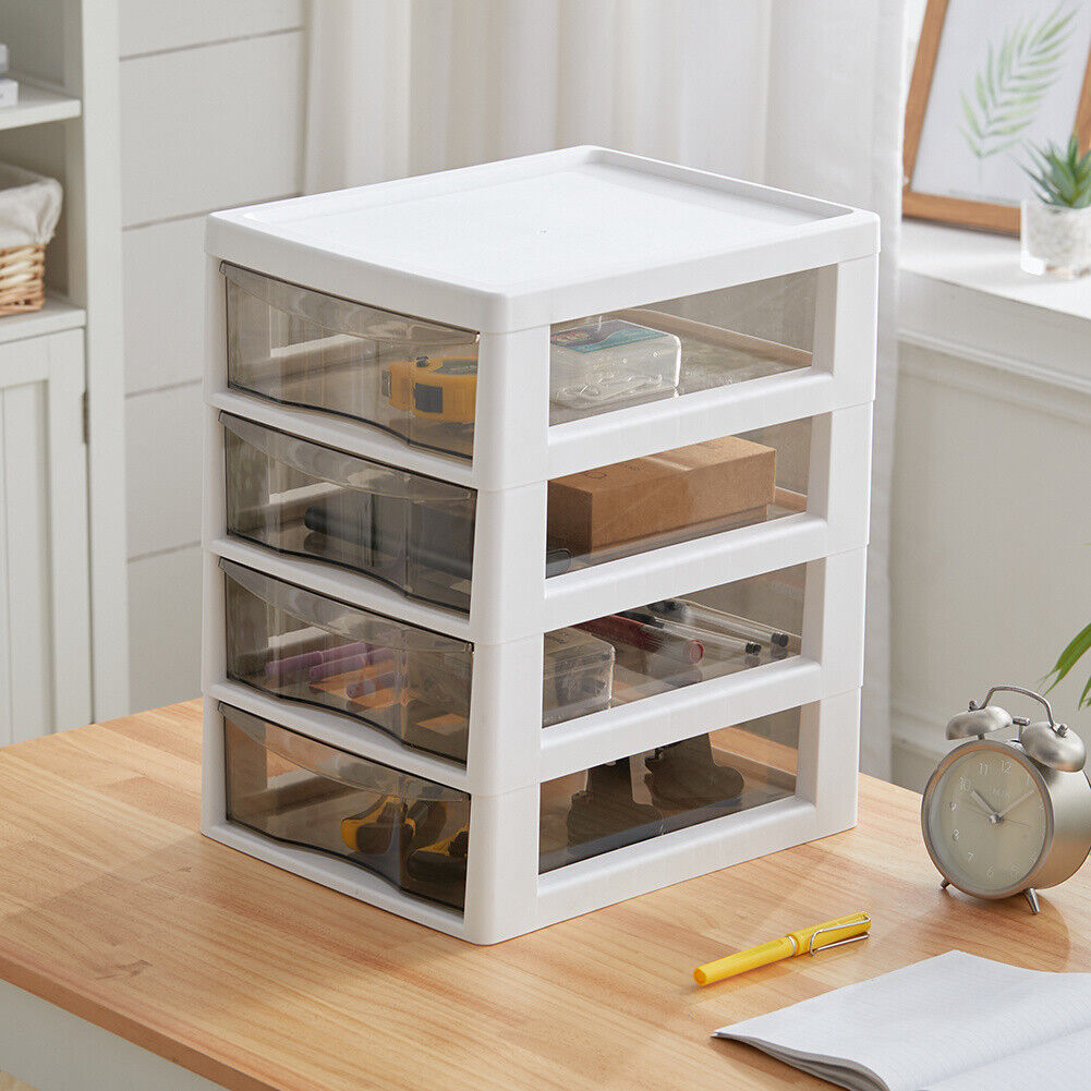 Drawer Storage Unit Box Tower Plastic Home Desktop Cosmetic Stationery ...