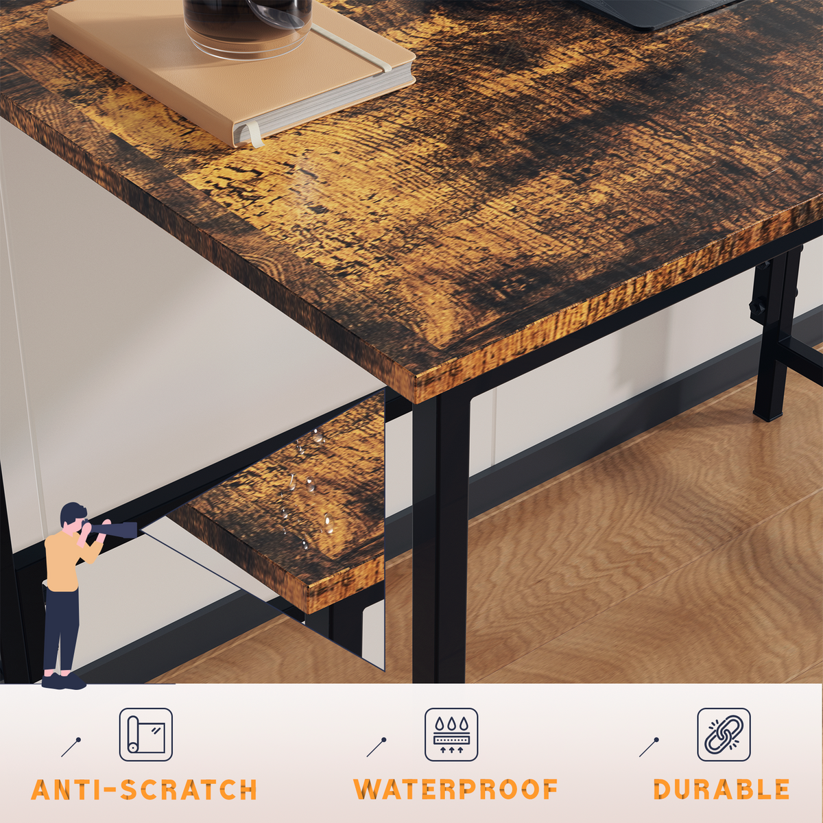 80×50cm Computer Desk Home Office Desk Writing PC Desk Study Table Wor ...