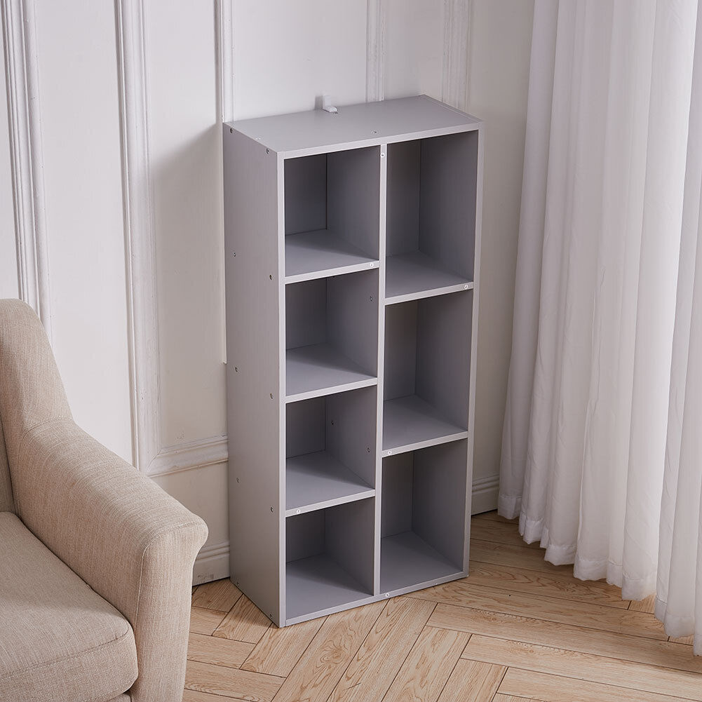 Grey 7 Cube Shelf Storage Display Cabinet Floor Standing Wall Hanging ...