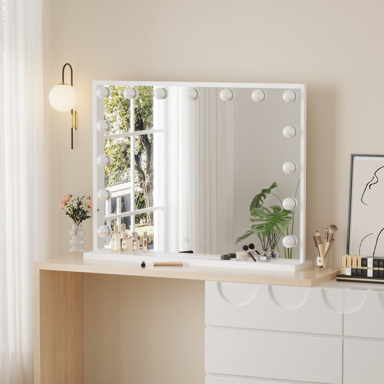 LED Hollywood Makeup Vanity Cosmetic Mirror with Lights 58 x 45cm Larg ...