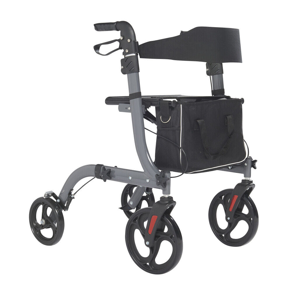 Folding Rollator,Lightweight Walking Aid 4 Wheels Mobility Walker w/ S ...