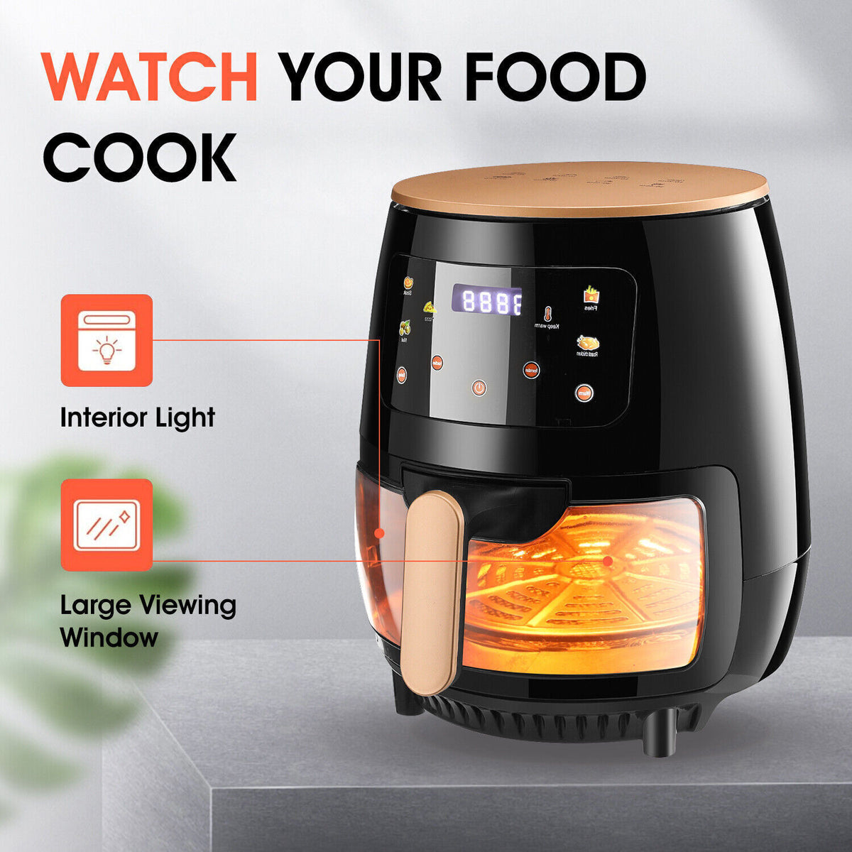 6L Air Fryer transparent New Large Capacity Touch Screen Multifunction ...