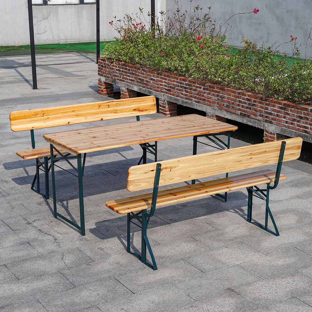 Bistro Beer Garden Folding Table Bench Outdoor Dining Catering Wooden ...