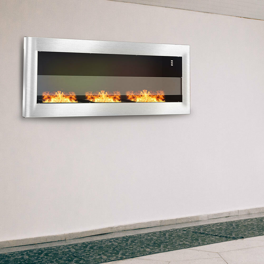 Fire Fireplace Biofire Bio Ethanol Steel Glass Wall Mount Recessed Hea ...