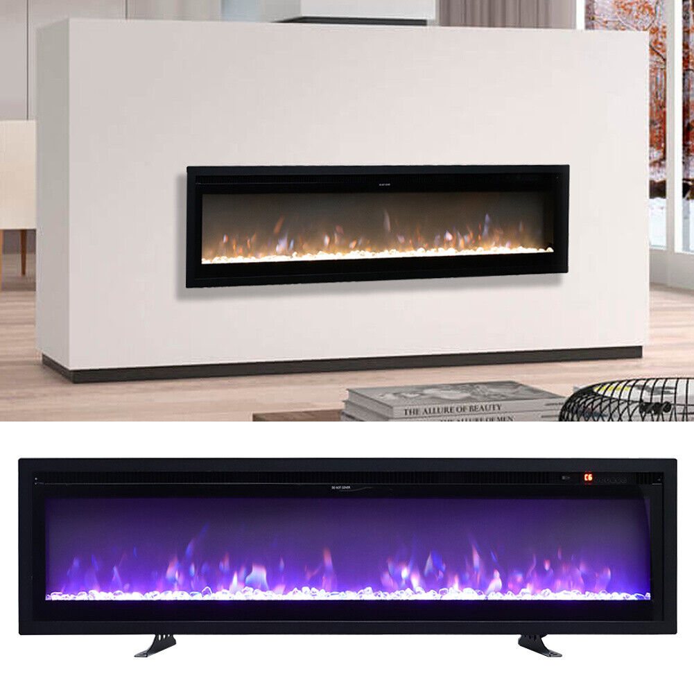 Electric 60" Insert/Wall Mounted LED Fireplace Wall Inset Fire Freesta ...