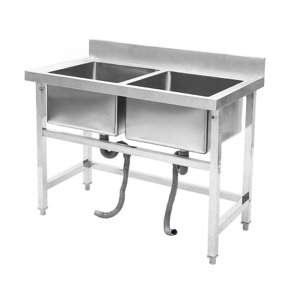 Commercial Stainless Steel Warewashing Sink Double Bowl Catering Wash ...