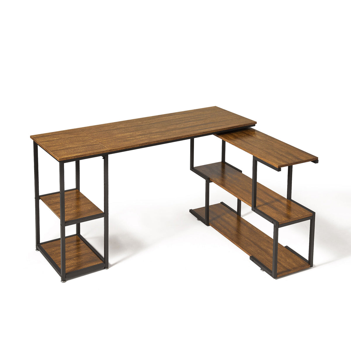 Mondeer L-Shape Computer Desk Corner Desk with 360 Degree Rotatable S ...