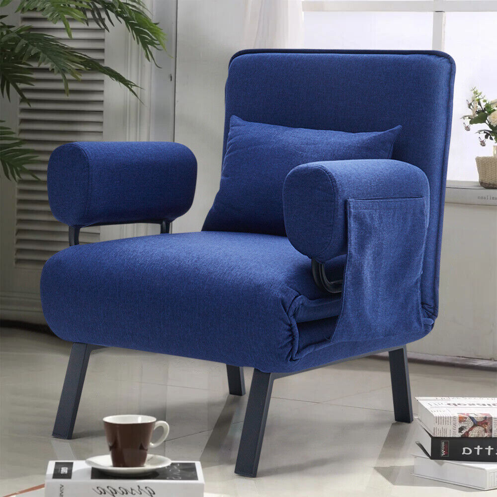 Futon Folding Single Sofa Bed 3-in-1 Sofa Recliner Lounger Accent Chai ...