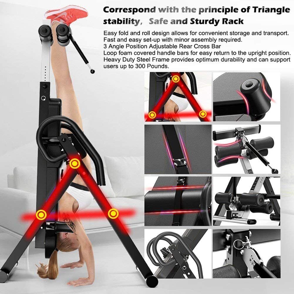 300LBS Inversion Table Gravity Stretcher Tables Foldable Back Inverter ...
