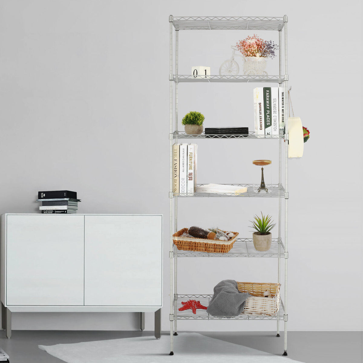 6 Tier Shelving Unit Storage Rack Metal Shelves For Kitchen Living roo ...