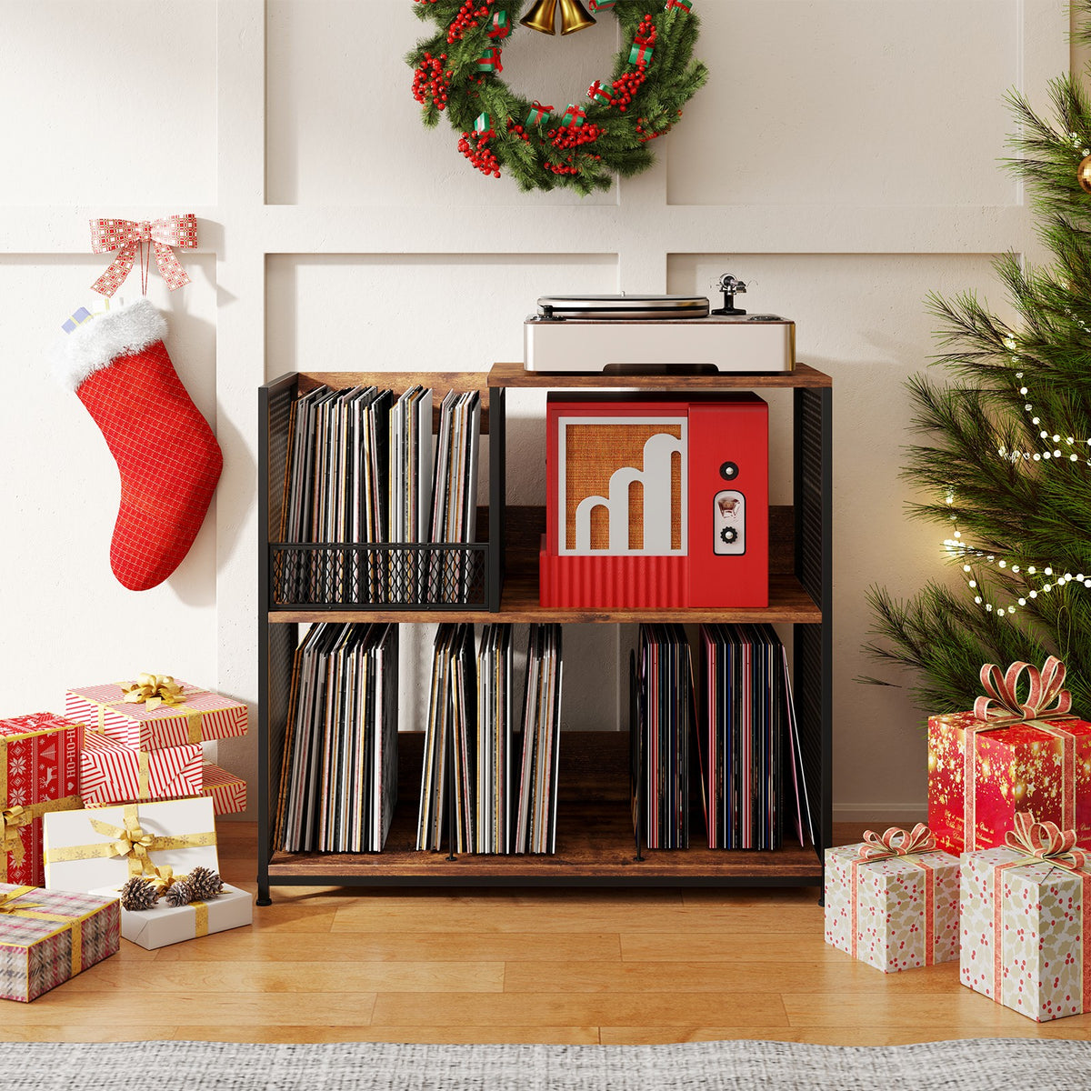 3-Tier Record Player Stand Vinyl Display Rack w/Storage-Brown – Quildinc