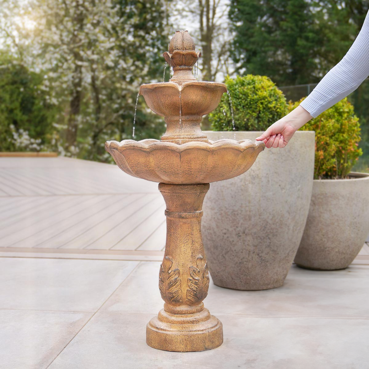 Solar & Battery Hybrid Power Kingsbury Tiered Outdoor Water Fountain F ...