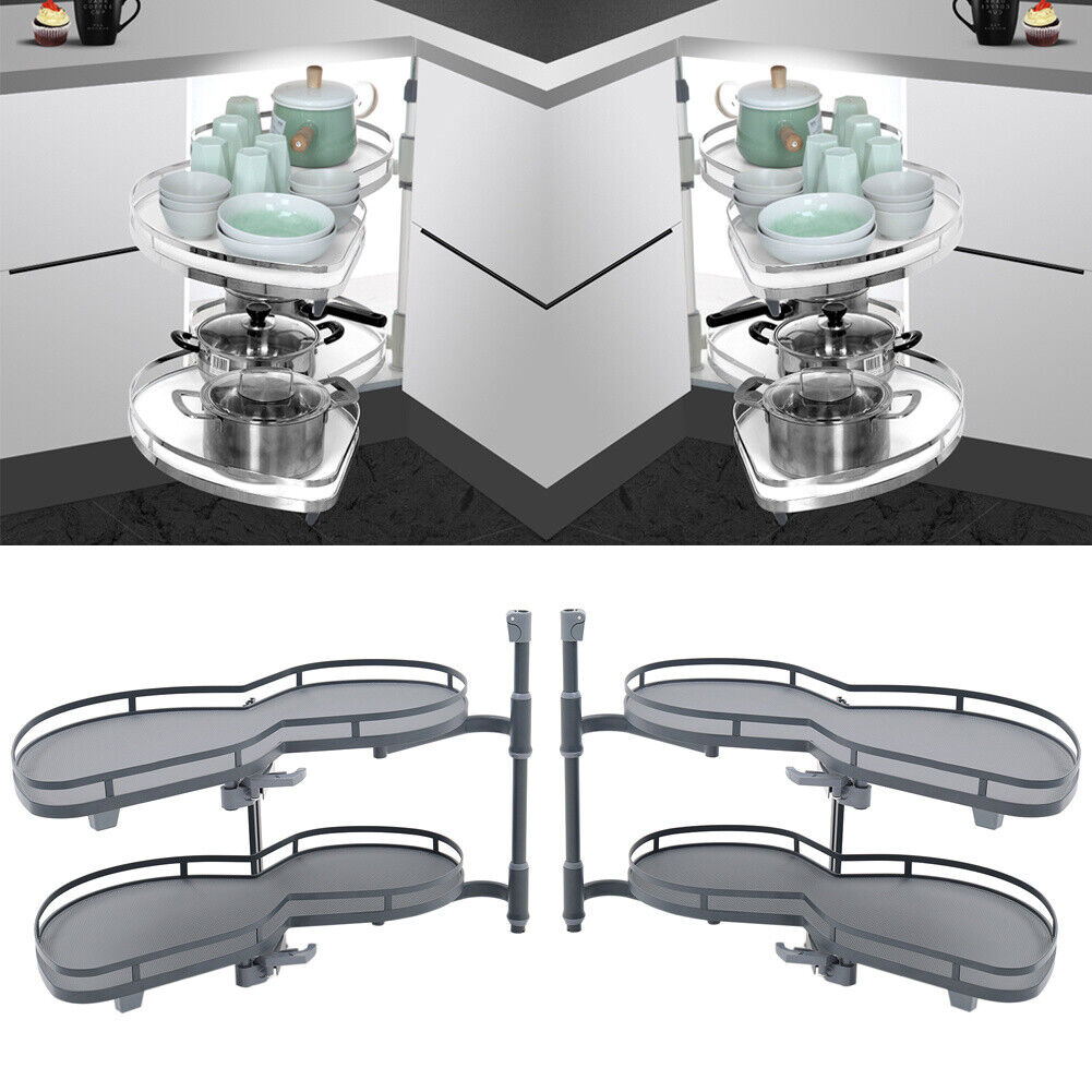 Kitchen Corner Pull Out Shelves Carousel Tray Storage Left Right Shelv ...
