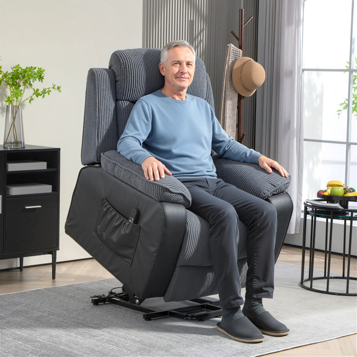 Power Lift Riser and Recliner Chair with Remote Control, Dark Grey ...