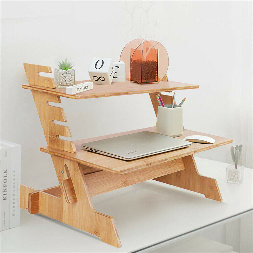 Standing up Monitor Stand Desk Converter PC Laptop Rack Adjustable Hei ...