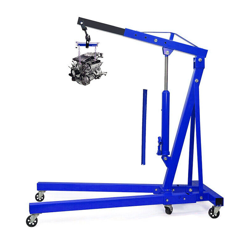 Blue Hydraulic Engine Crane 1 Ton Hoist Lift 1000kg Garage Lifting Sta ...