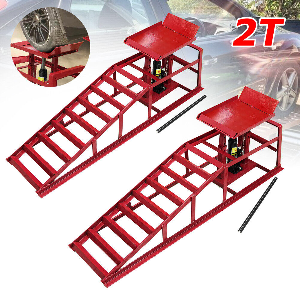 2 Ton Hydraulic Vehicle Car Ramp Jack Lift Adjustable Garage Workshop ...