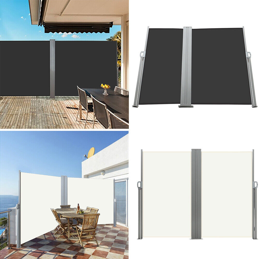 3-6M Double Side Awning Wall Retractable Side Sunshade Windscreen Priv ...