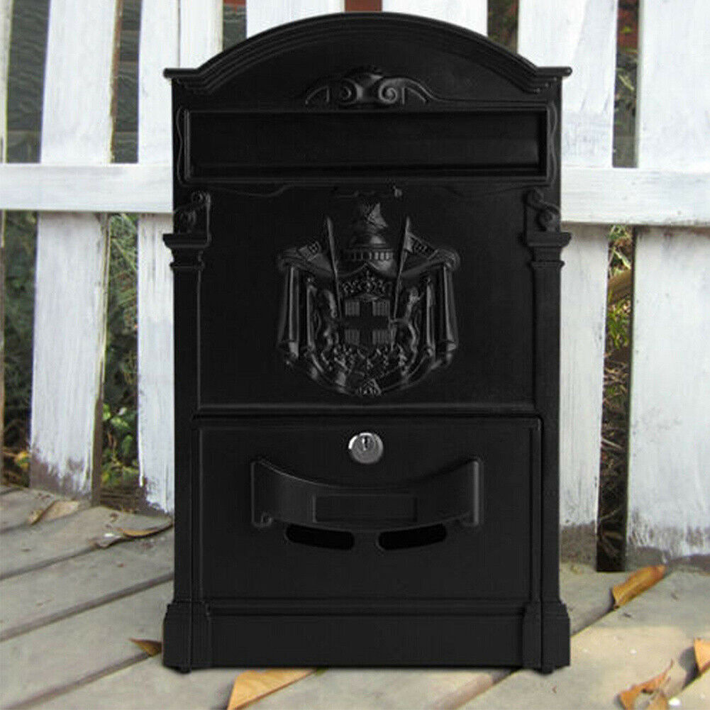 Heavy Duty Black Aluminium Lockable Secure Mail Letter Post Box Letter ... Heavy Duty Black Aluminium Lockable Secure Mail Letter Post Box Letter ...