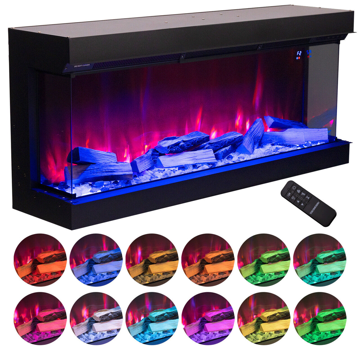 40inch Electric Fireplace Panorama Media Wall Fire Insert LED Fireplac ...