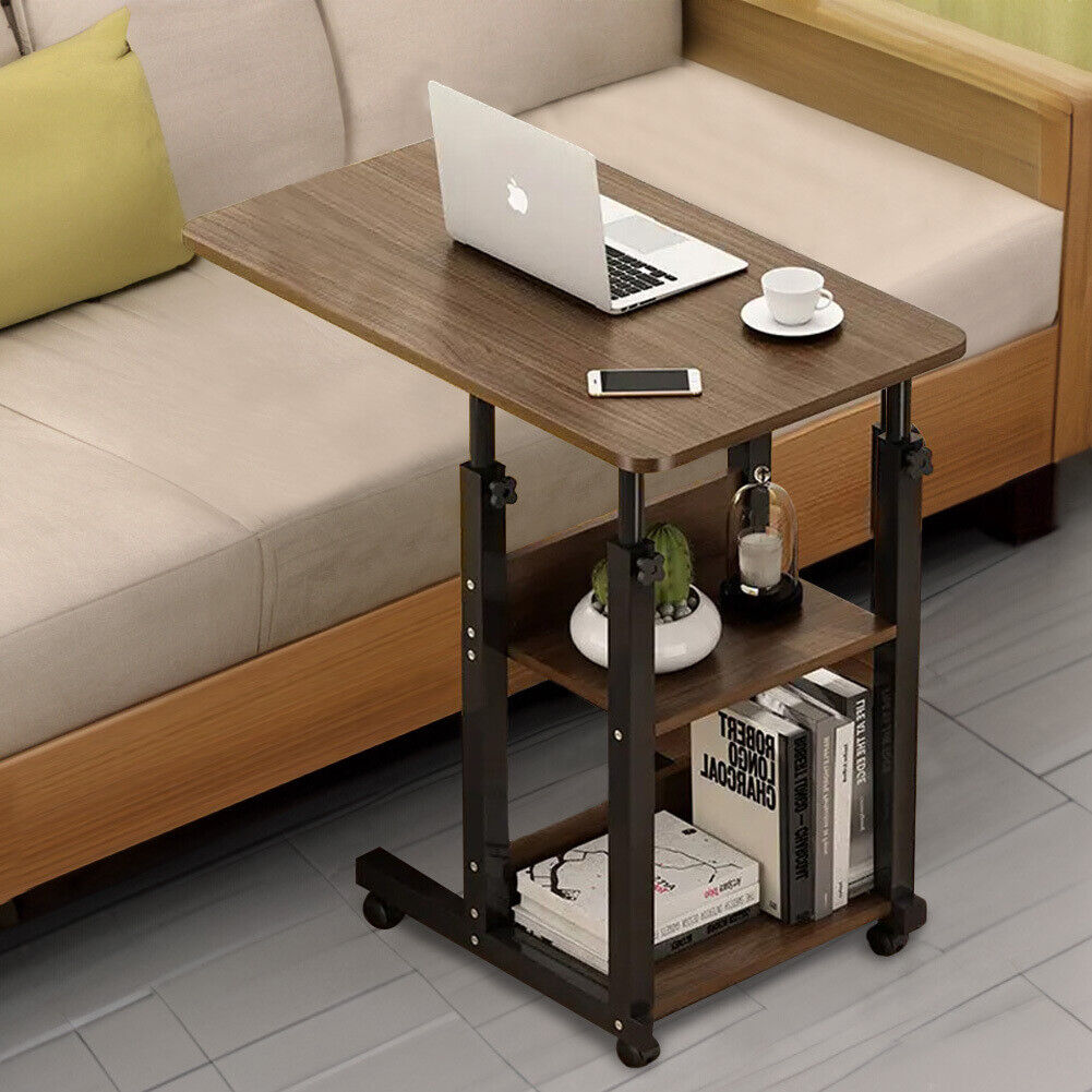Movable Sofa Bed Side End Desk Laptop Stand Computer Table Storage She ...