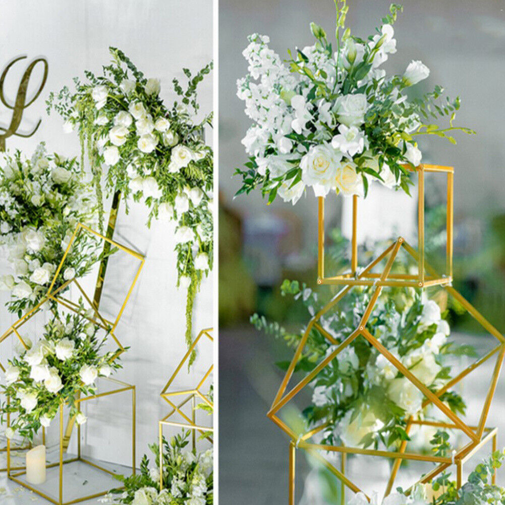 Geometric Metal Frame Flower Stand Pedestal Rack Wedding Centerpiece S ...