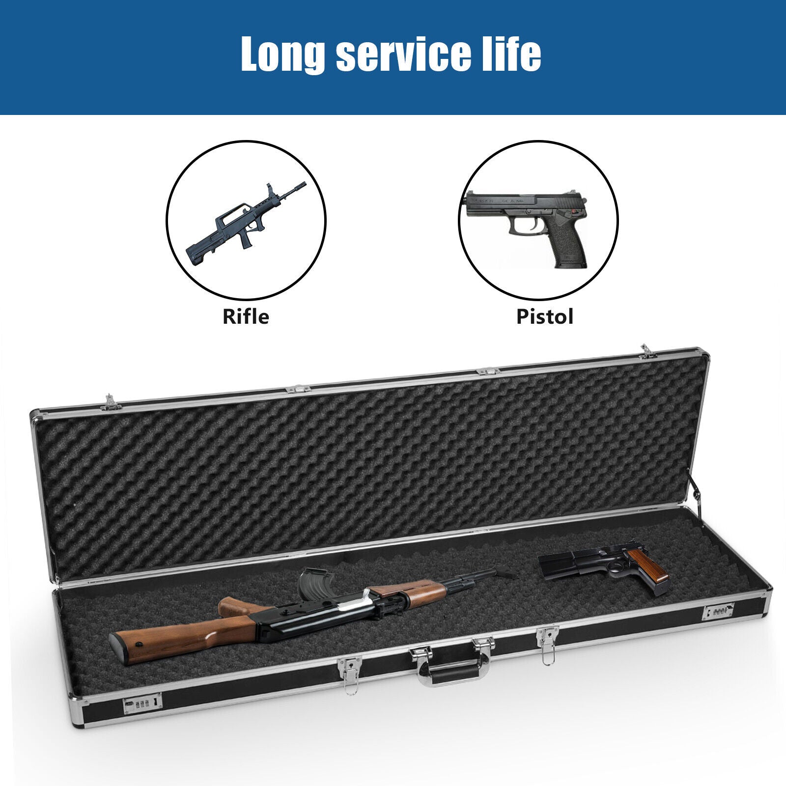Portable Long Lockable Gun Case Large Hard Rifle Case Shotgun Storage ...