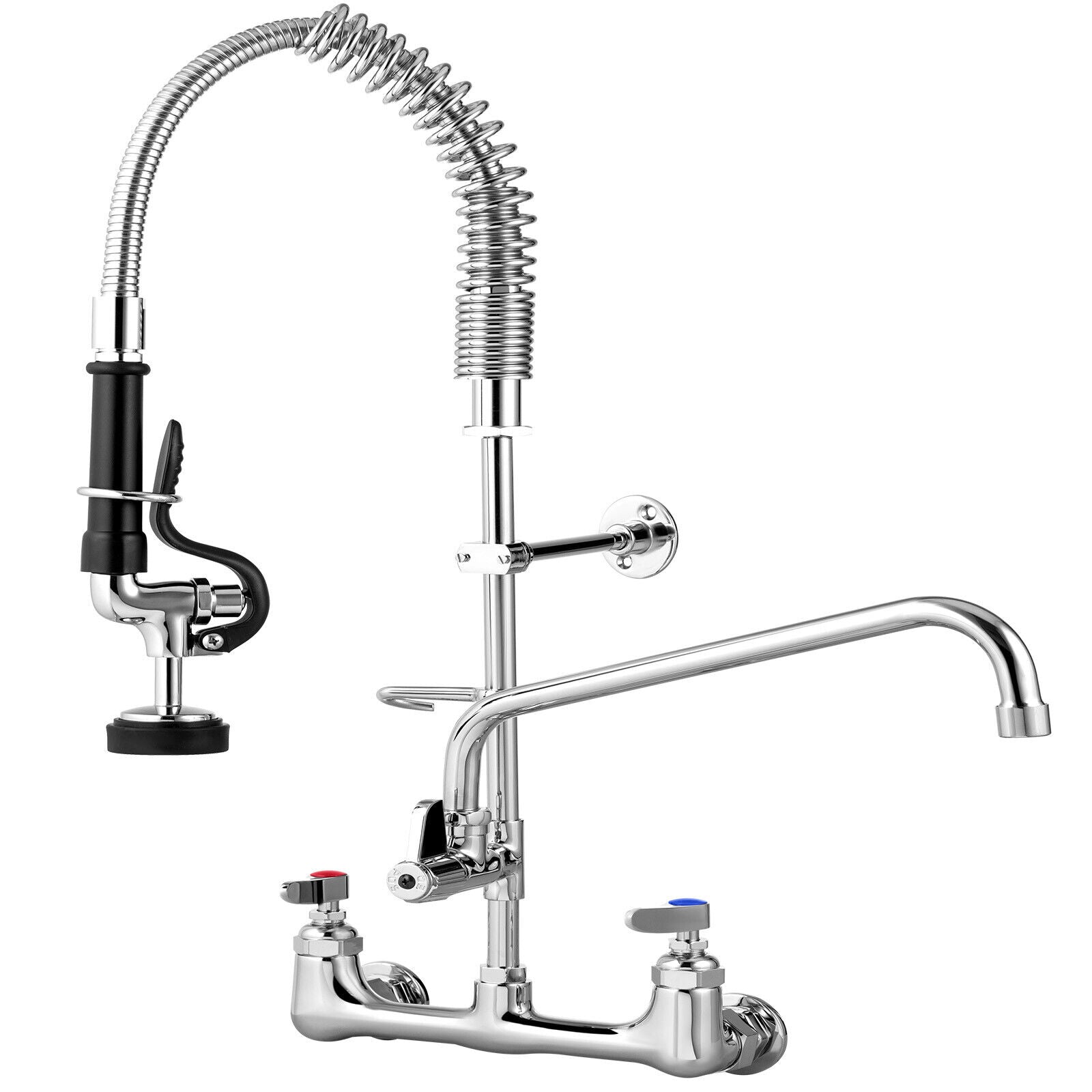 VEVOR Commercial Kitchen Pre-Rinse Faucet Spray Tap Arm Twin Pedestal ...