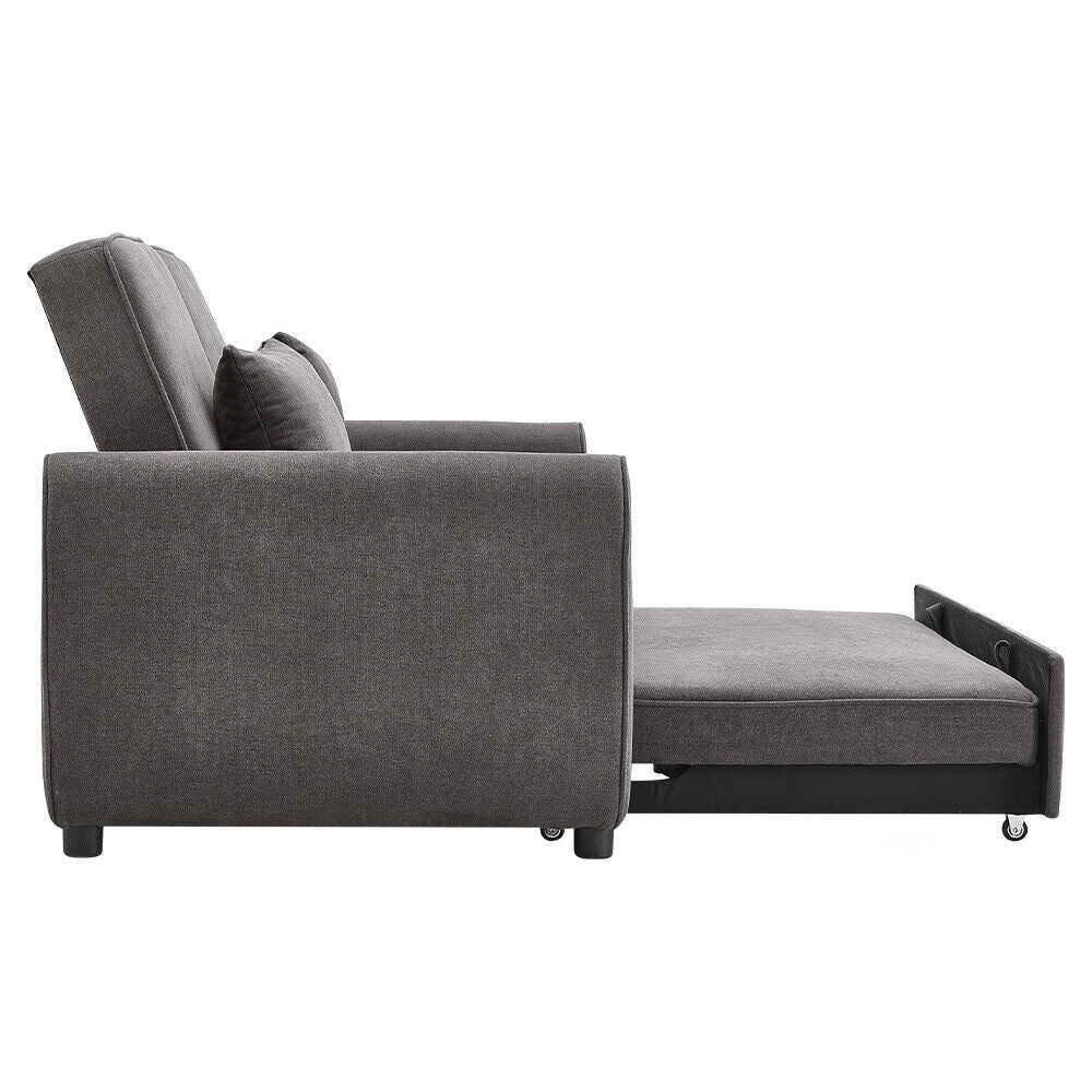 Double Seater Chair Bed Pull Out Sleeper Chair with Pillow Sofabed Rec ...