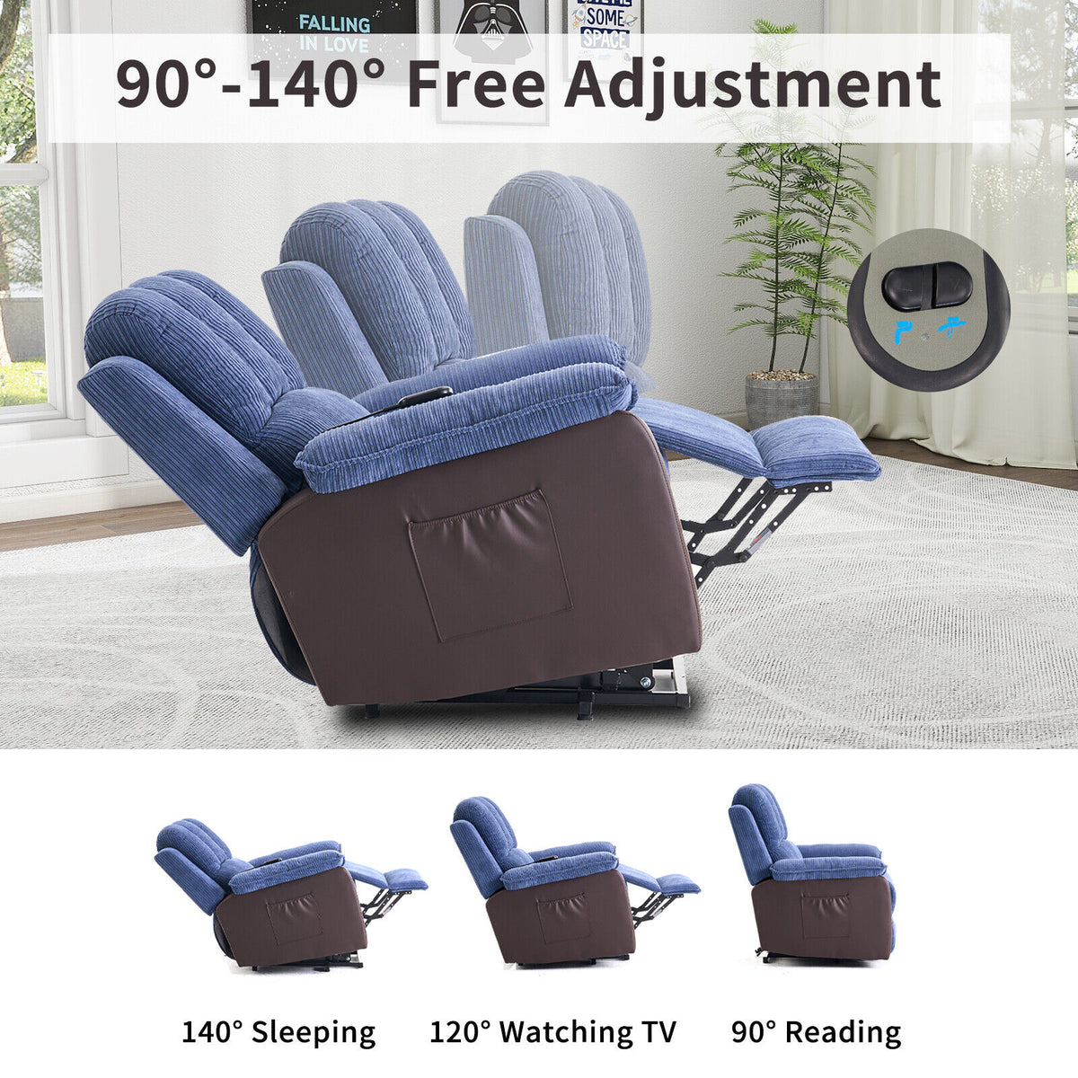 Electric Recliner Massage Heated Vibration Sofa Armchair Reclining Lou ...