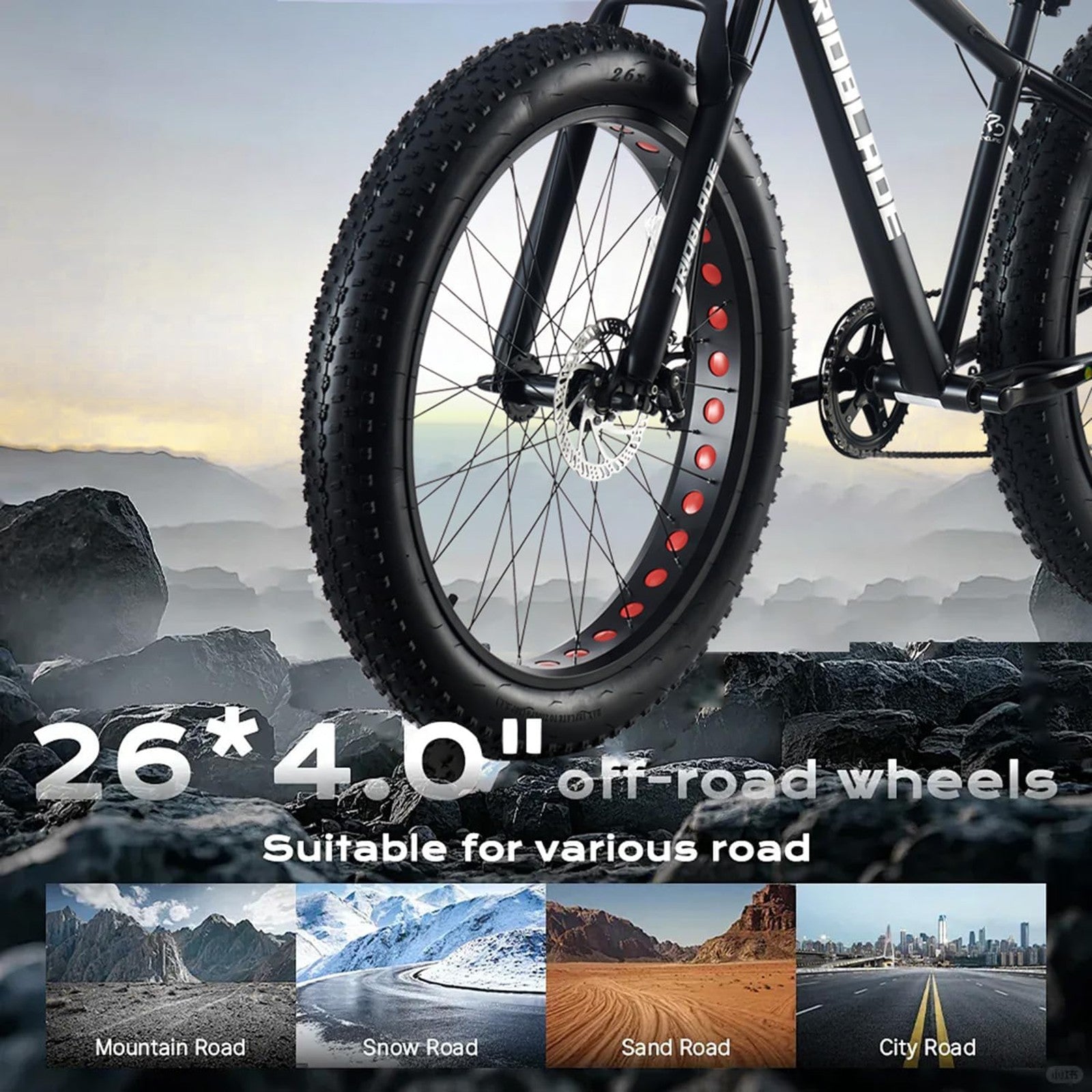 26 inch Wheel Mountain Bike Fat Tire Bicycle 7-Speed Bikes Cycle For M ...