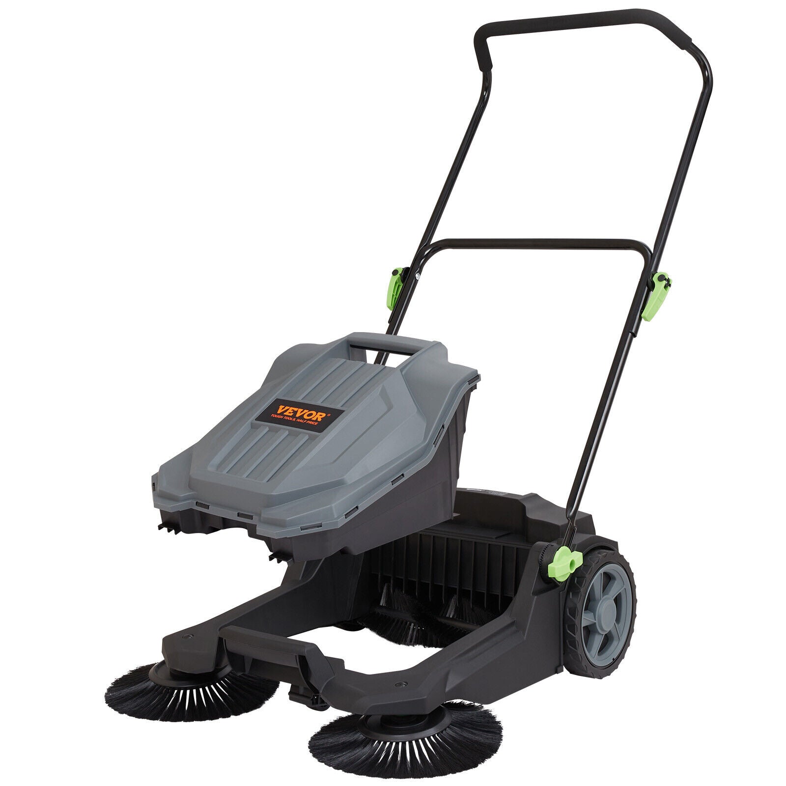Walk-behind Hand Push Floor Sweeper 25.6" Width 5 Gallon Waste Contain ...