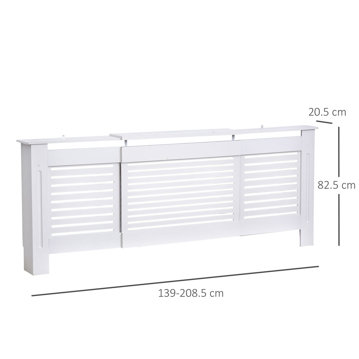 Extendable Radiator Cover Cabinet Shelving Slatted Design MDF White Ho ...