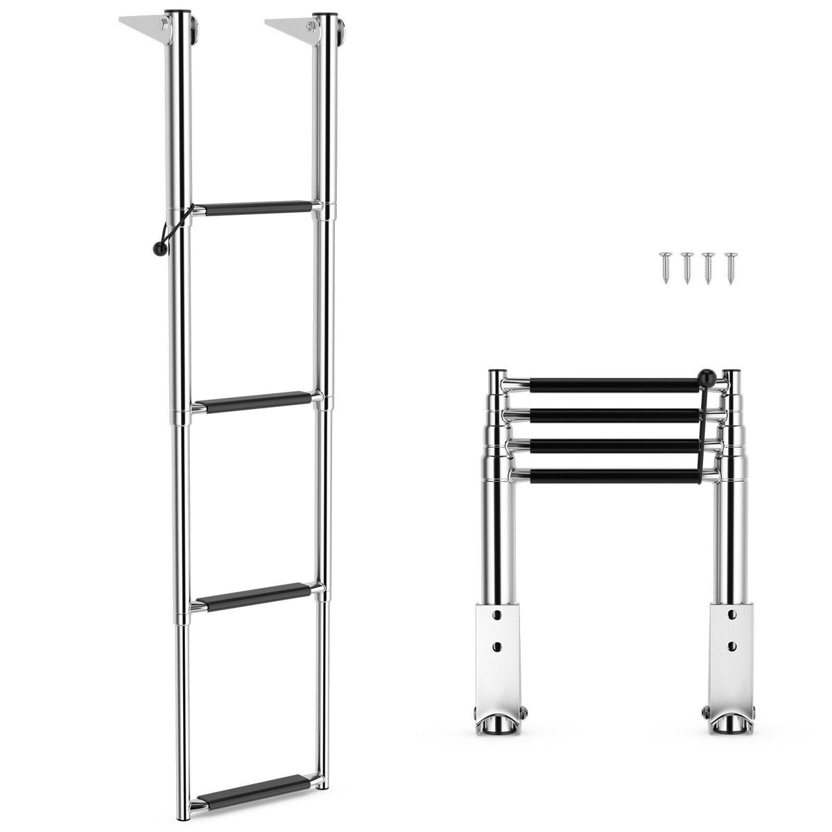 4-Step Telescoping Boat Ladder Folding Dock Ladder Extendable Boat Lad ...