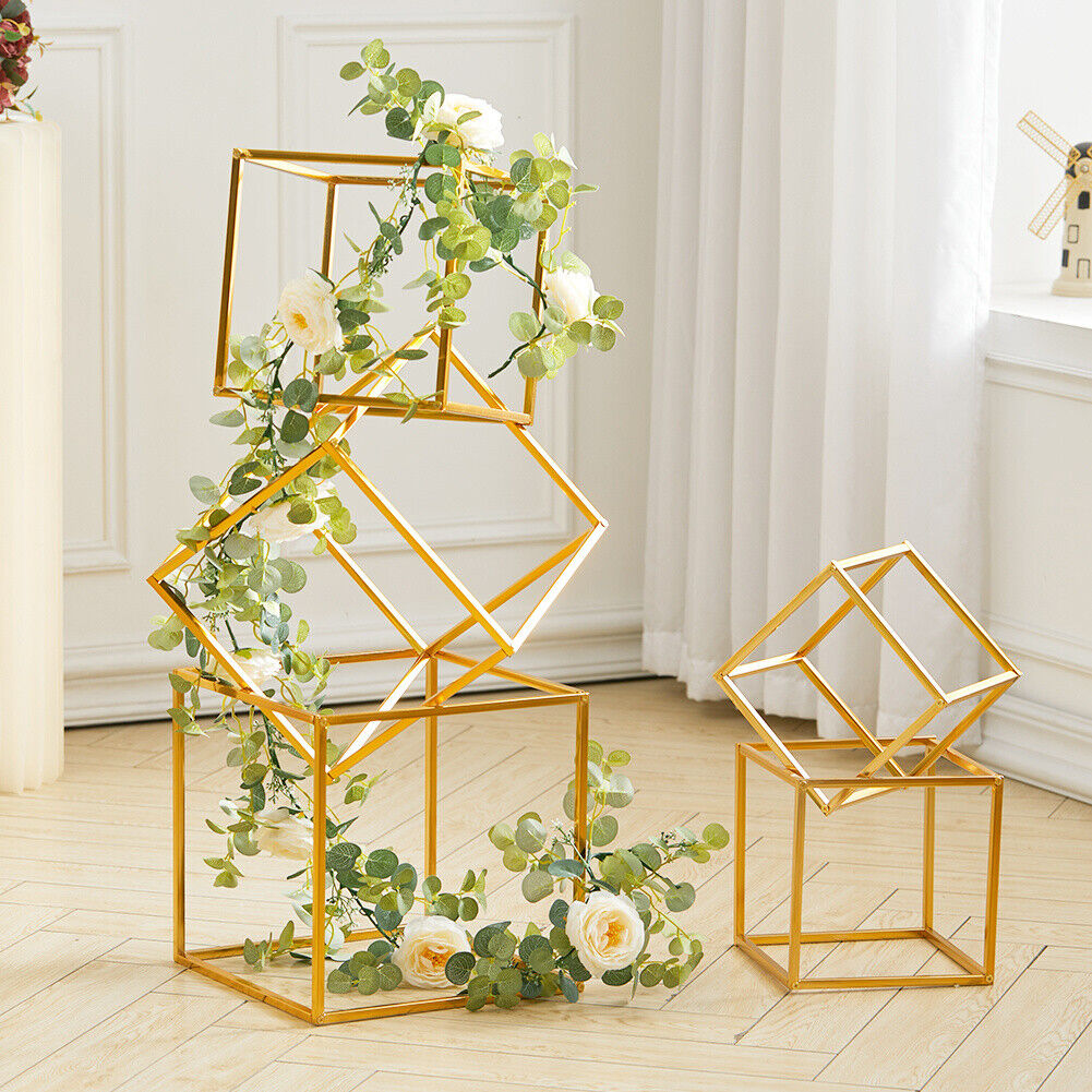 Geometric Metal Frame Flower Stand Pedestal Rack Wedding Centerpiece S ...