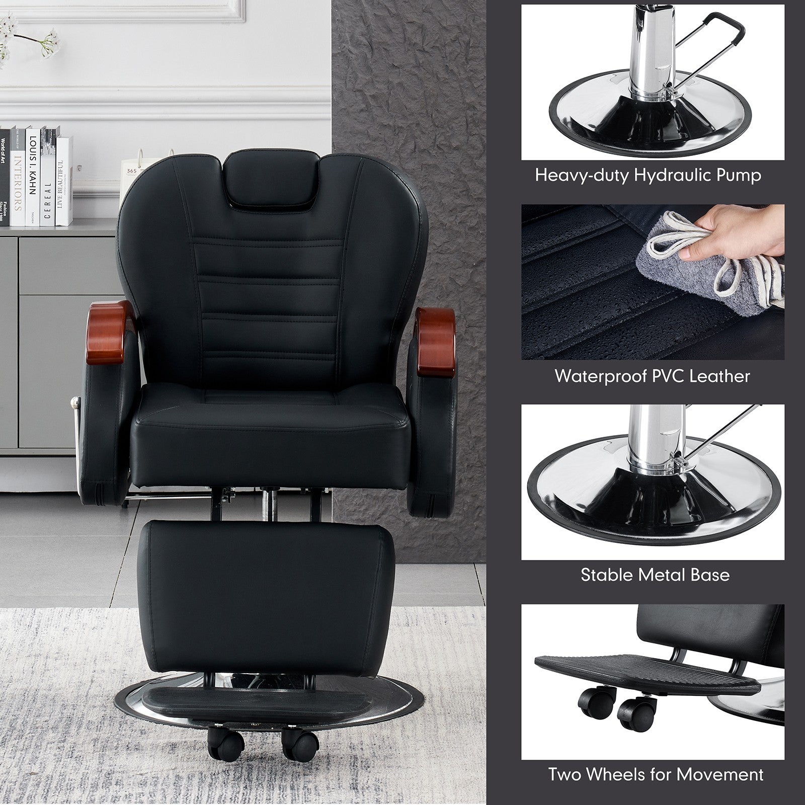 Hydraulic Heavy Duty Reclining Barber Chair Salon Beauty Shaving Chair ...