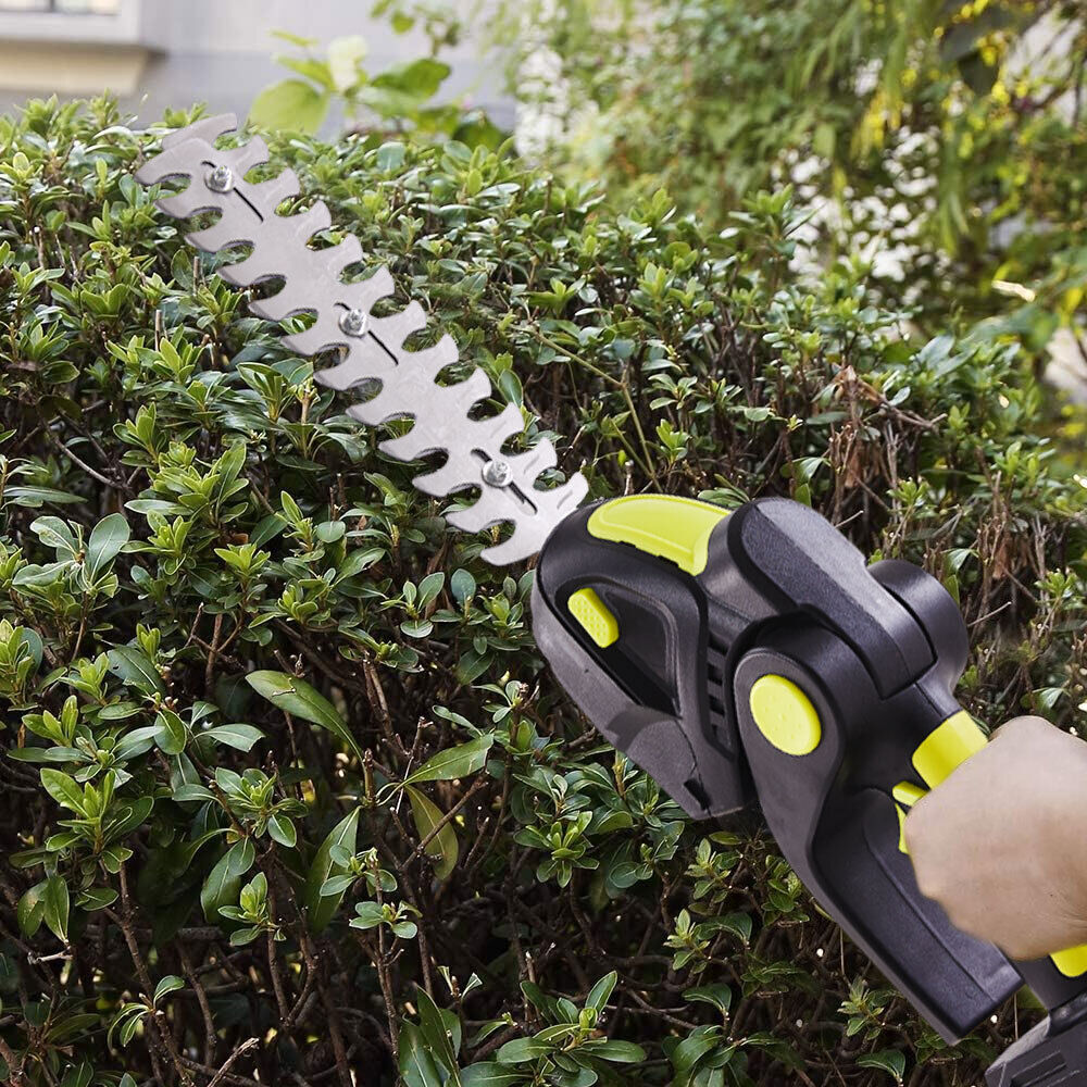 2 IN1 Cordless Hedge Trimmer Grass Shear Garden Handheld Hedge Shrub C ...